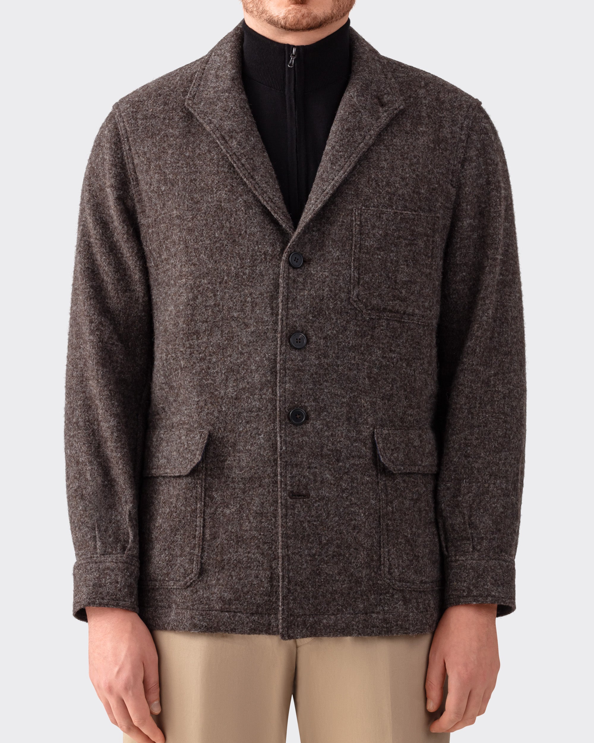 Justo Gimeno : Teba Jacket Laine Vierge : Marron – Beige Habilleur