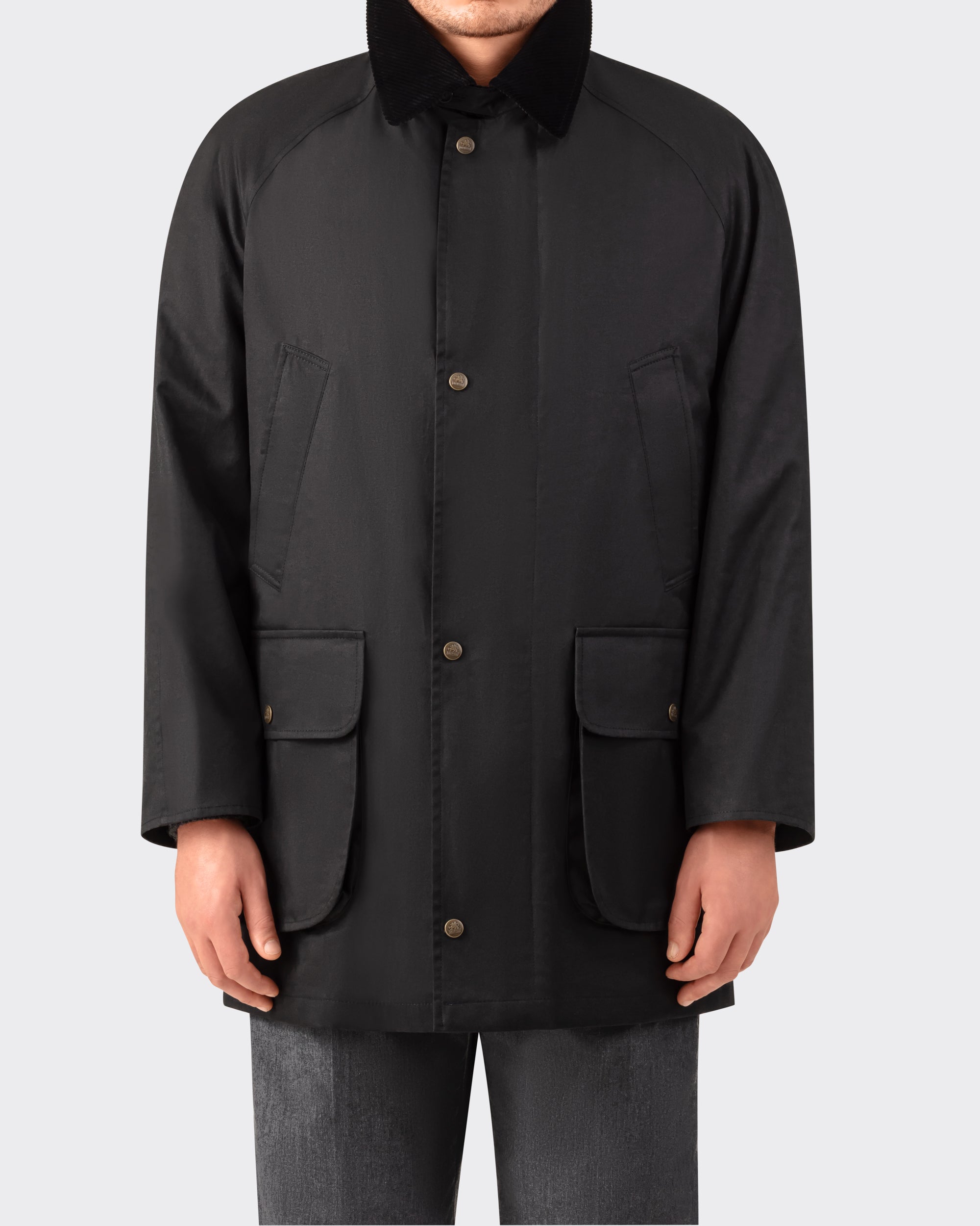 Grenfell : Hunting Jacket en Coton : Noir – Beige Habilleur