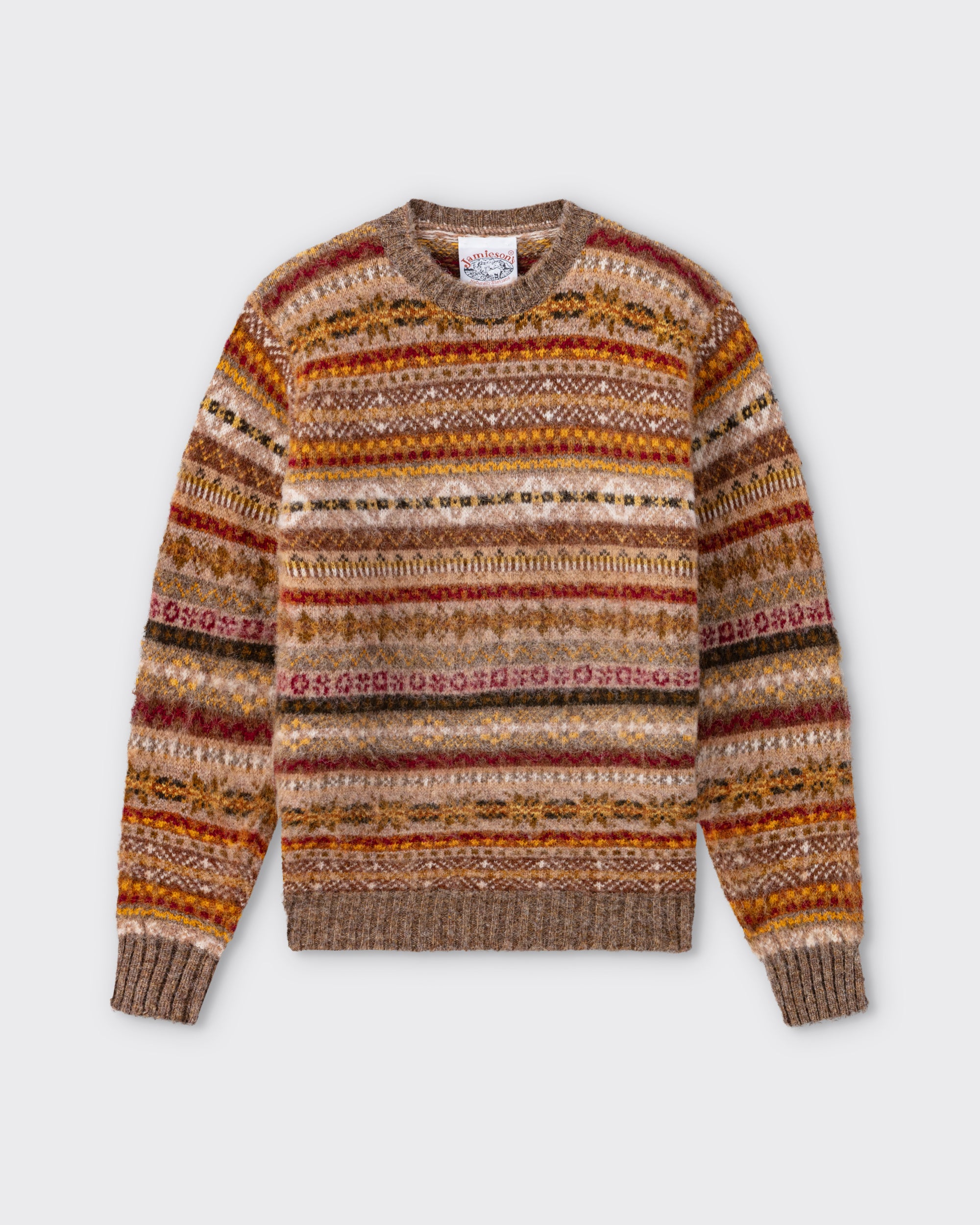Jamieson's : Hiking Brushed Fair Isle Sweater : Earth – Beige Habilleur