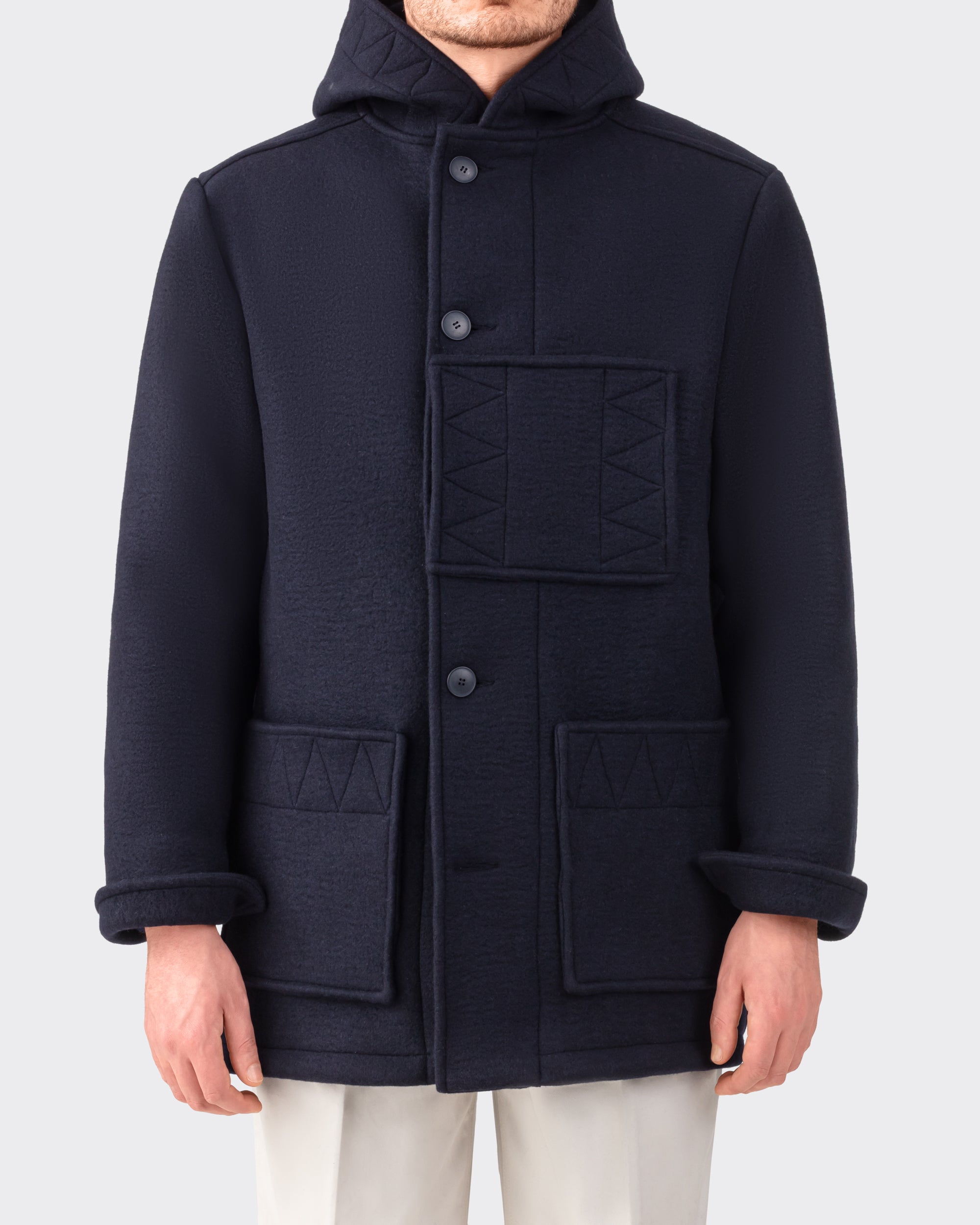 LE MINOR FOR BEIGE : Cashmere “City” Kabig : Navy – Beige Habilleur